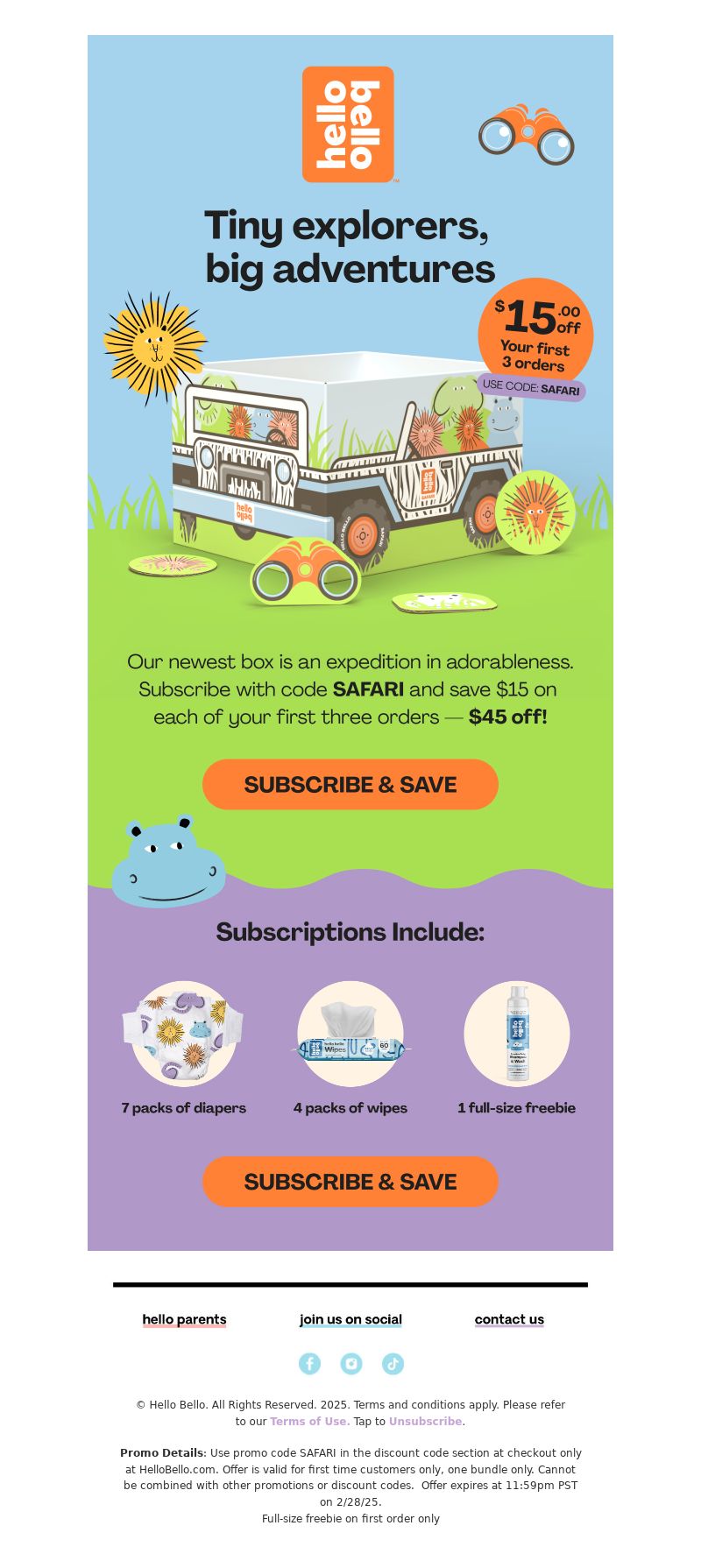 🦁🐘 Now Shipping: Safari Bello Boxes! 🦁🐘 - Hello Bello | Emails Nest