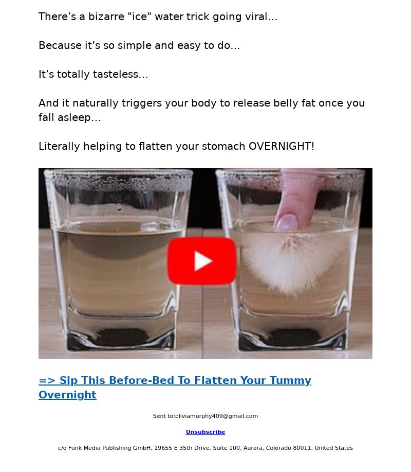 Sip ice water before bed (flushes fat) - Claudia | Emails Nest