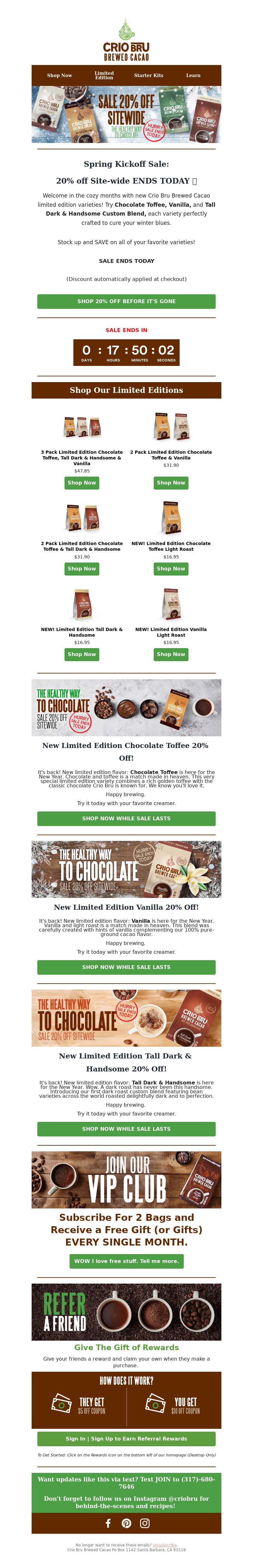 Last chance for chocolate 🍫 - Crio Bru | Emails Nest