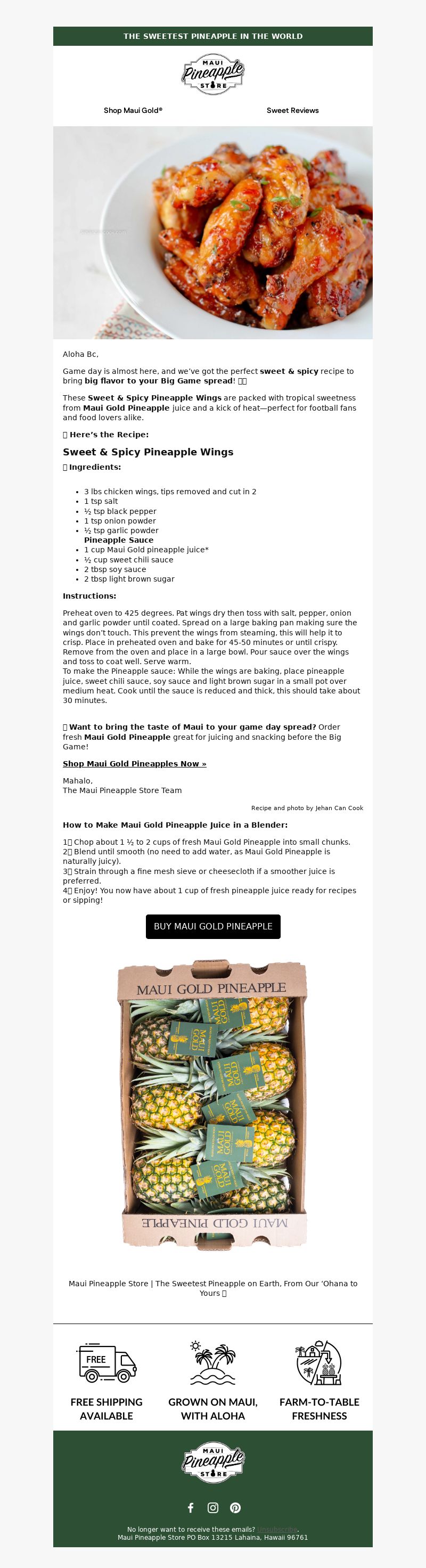 🏈 Touchdown Flavor: Game Day Recipe Inside! 🍍 - Maui | Emails Nest