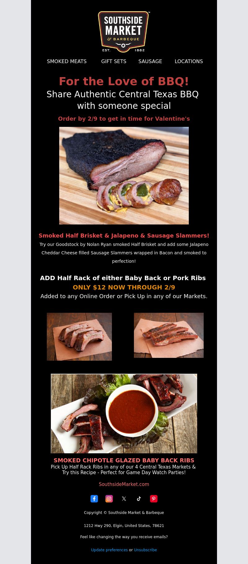 For the Love of BBQ! 💌 - Southside Market & Barbeque | Emails Nest